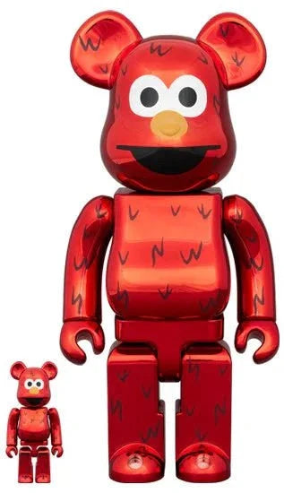 400 & 100 Bearbrick Set - Elmo (Chrome) in Limited Edition